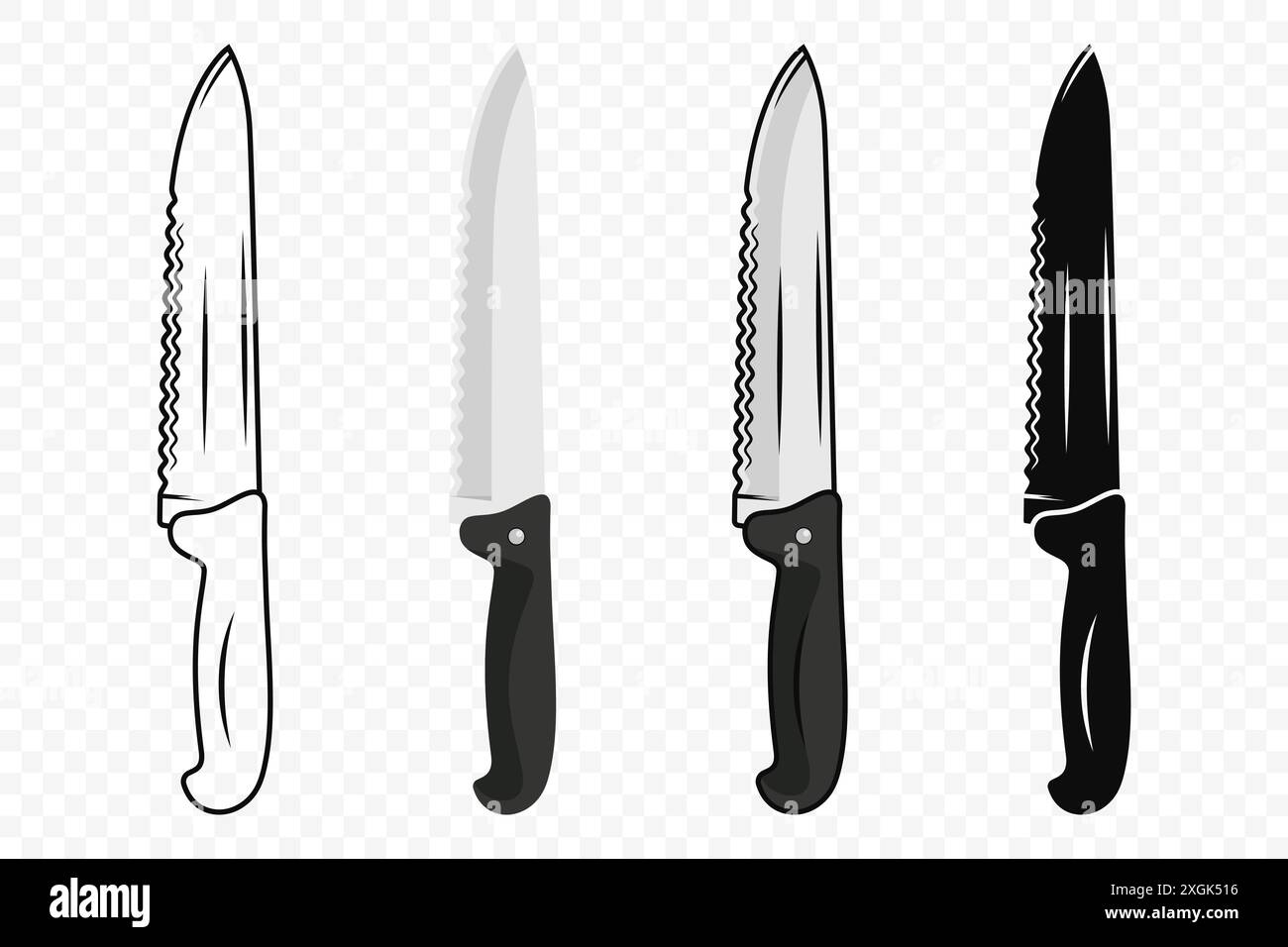 Vector Kitchen Knife Icon Set, Isolated. Various Kitchen Knives Design ...