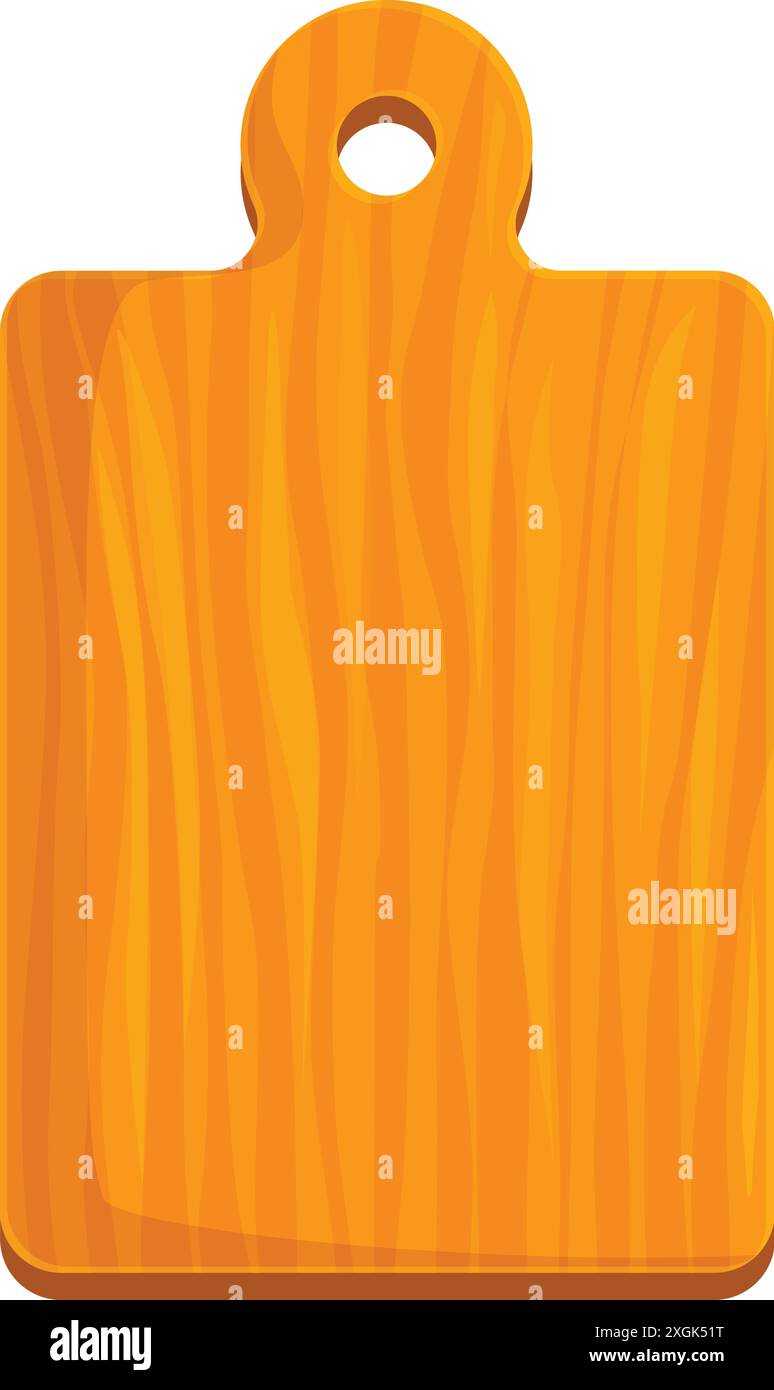 Rectangular wooden cutting board with hole for hanging showing wood ...