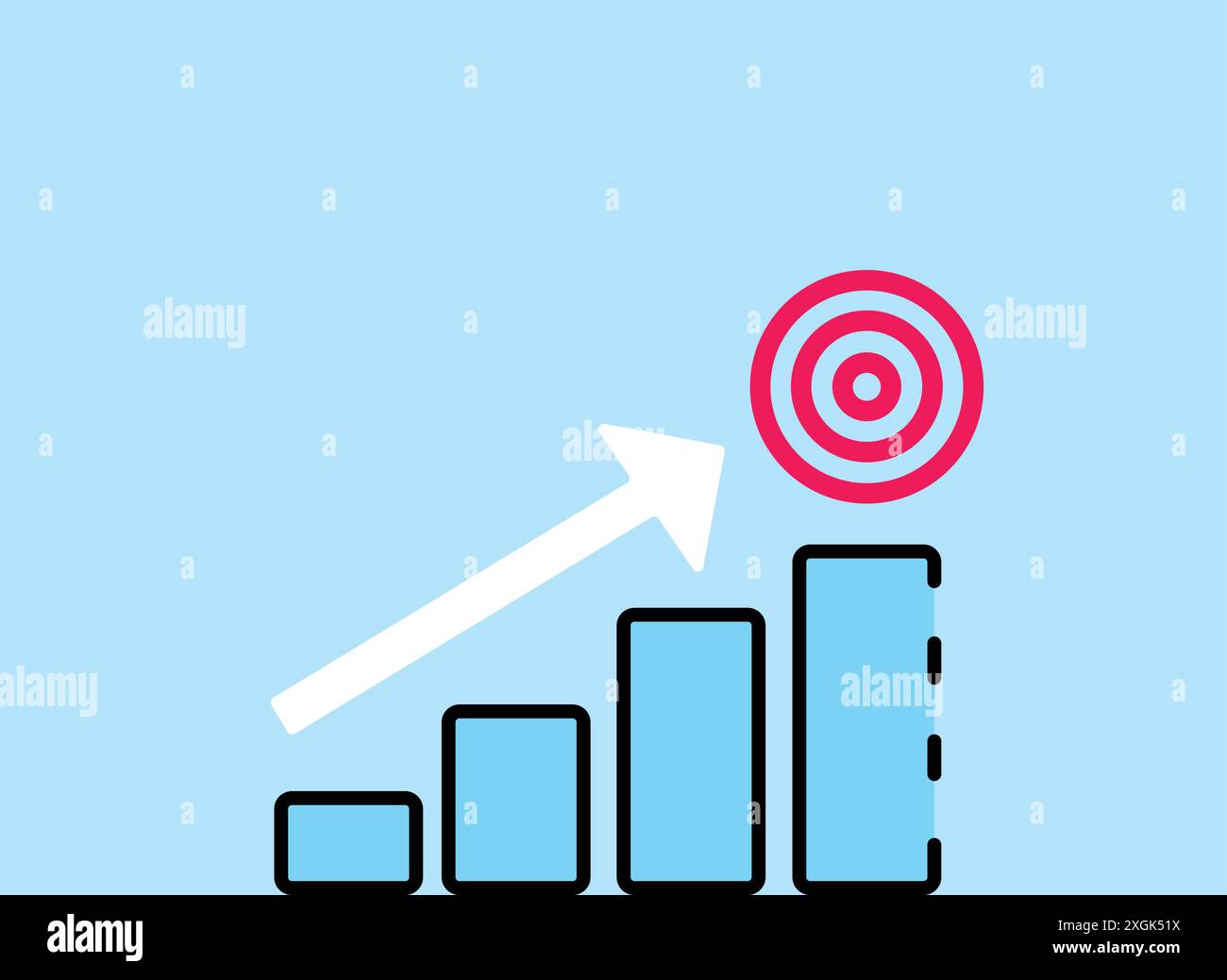 Conceptual illustration of arrow showcasing path to achieve specific ...