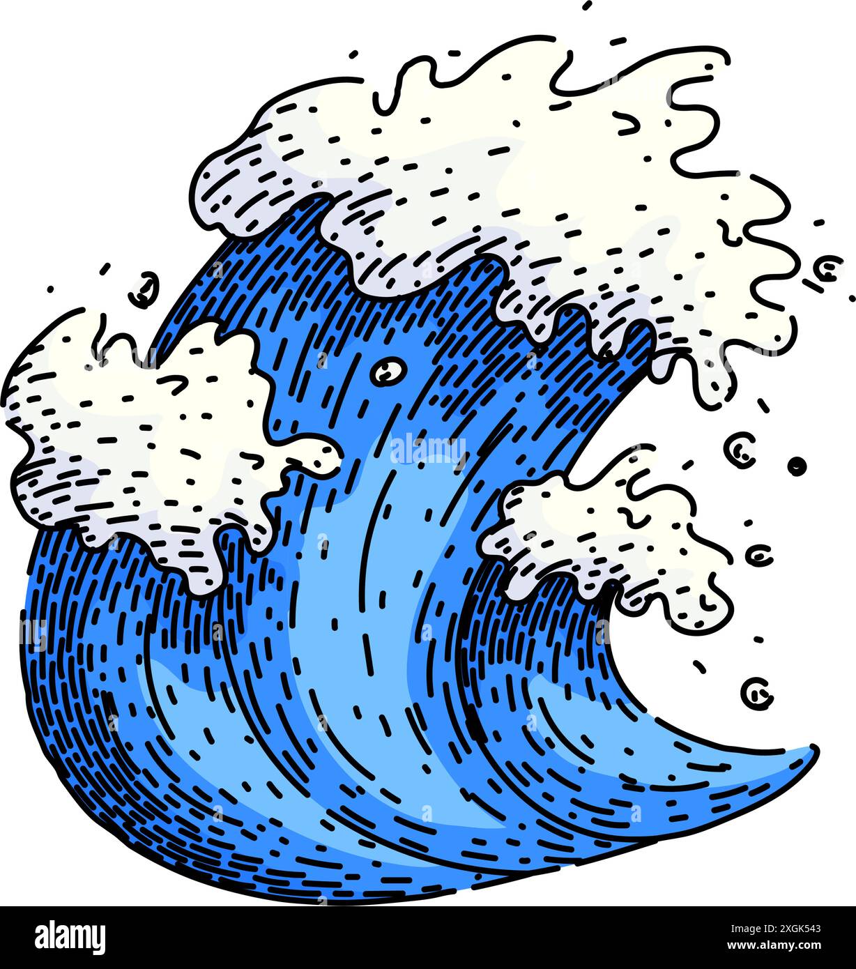 nature ocean wave sketch hand drawn vector Stock Vector Image & Art - Alamy