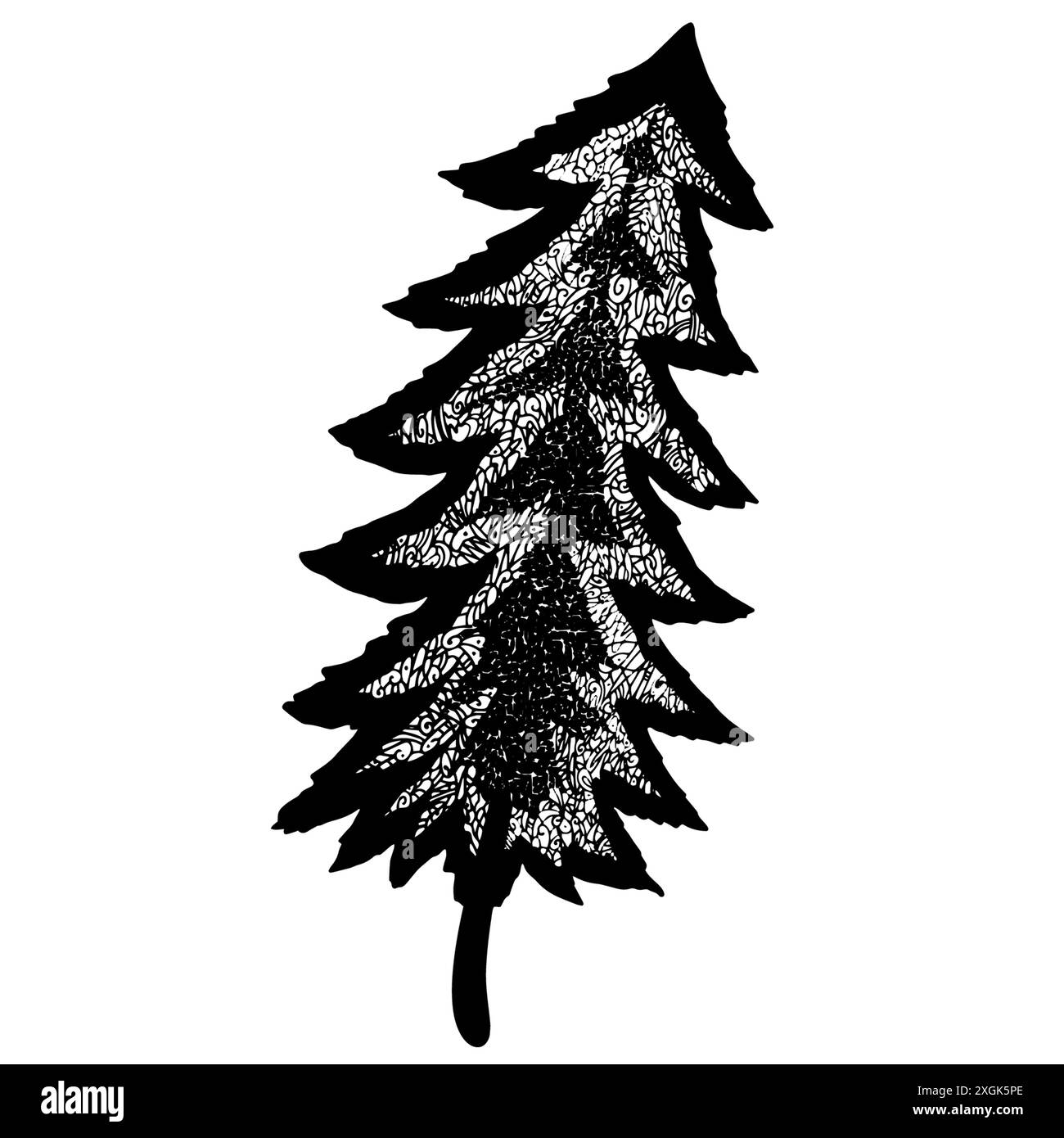 Unusual graceful mosaic openwork forest tree. Mysterious forest hand ...