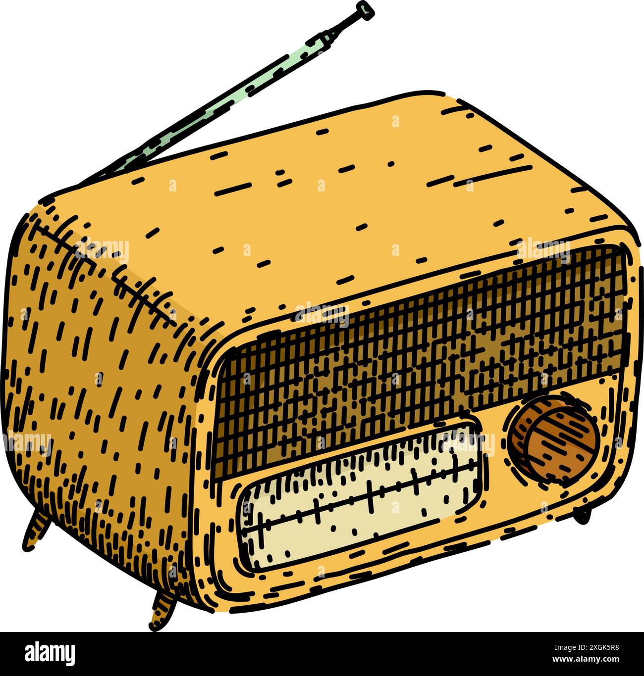 radio retro technology devices sketch hand drawn vector Stock Vector ...