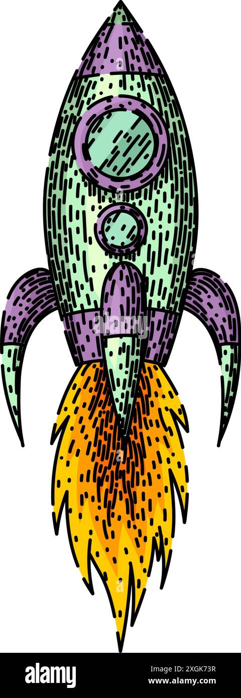 science rocket sketch hand drawn vector Stock Vector Image & Art - Alamy