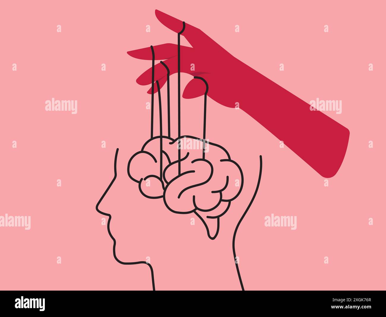 Mental manipulation, string attached with brain illustration Stock ... Mental manipulation, string attached with brain illustration Stock ...