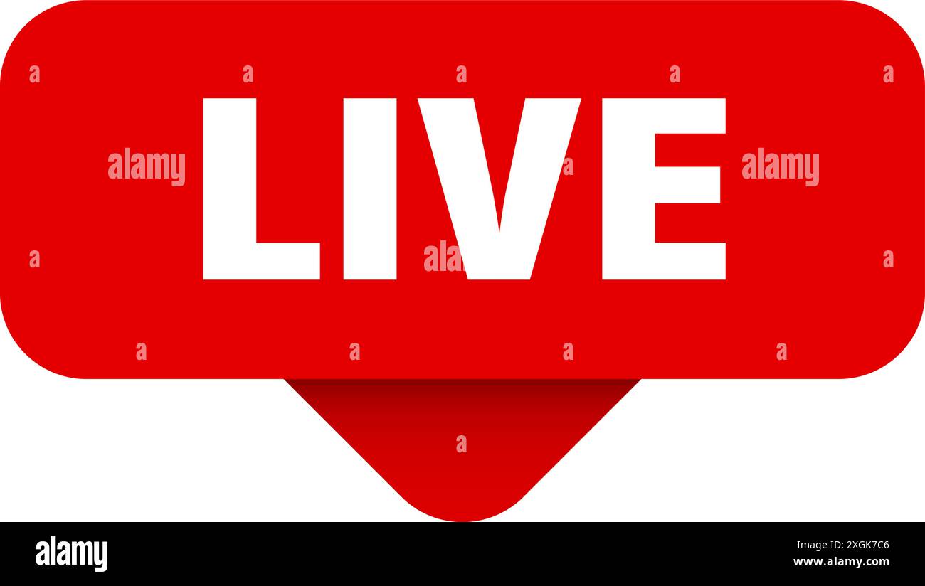 live sticker. live sign on transparent background. rectangular button ...