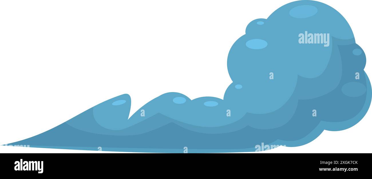 Cartoon style illustration of a blue smoke cloud floating in the air ...