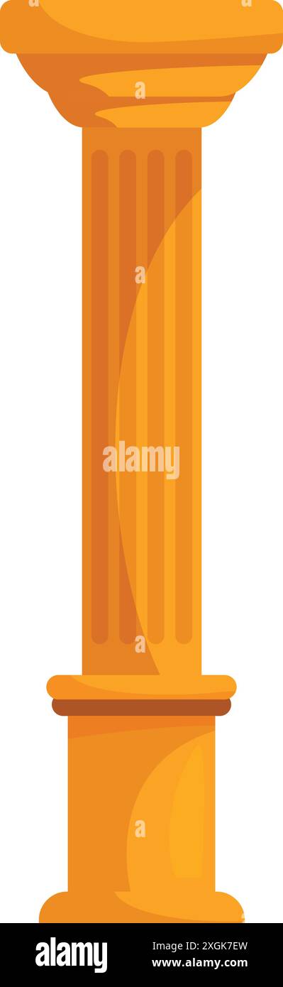 Fluted golden column with a capital and a base, representing ancient ...