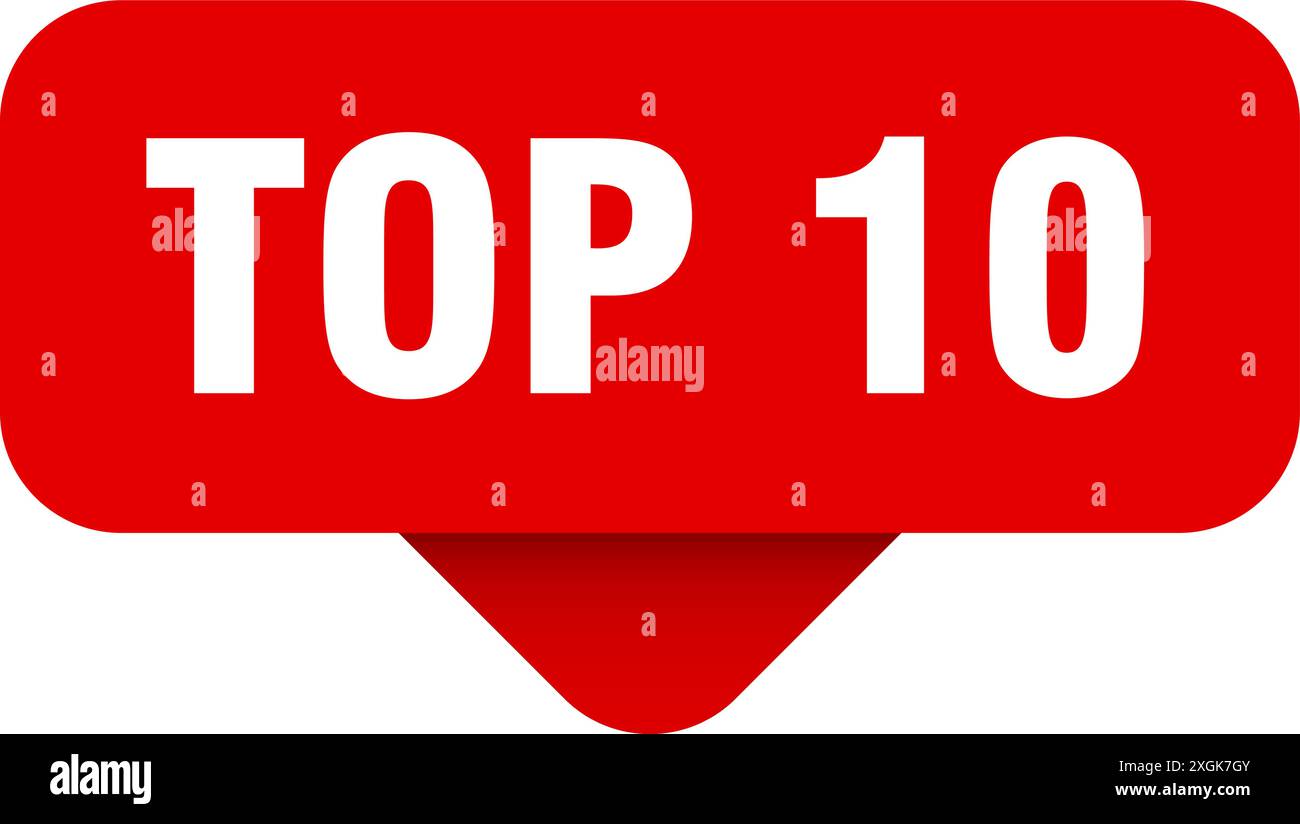 top 10 sticker. top 10 sign on transparent background. rectangular ...