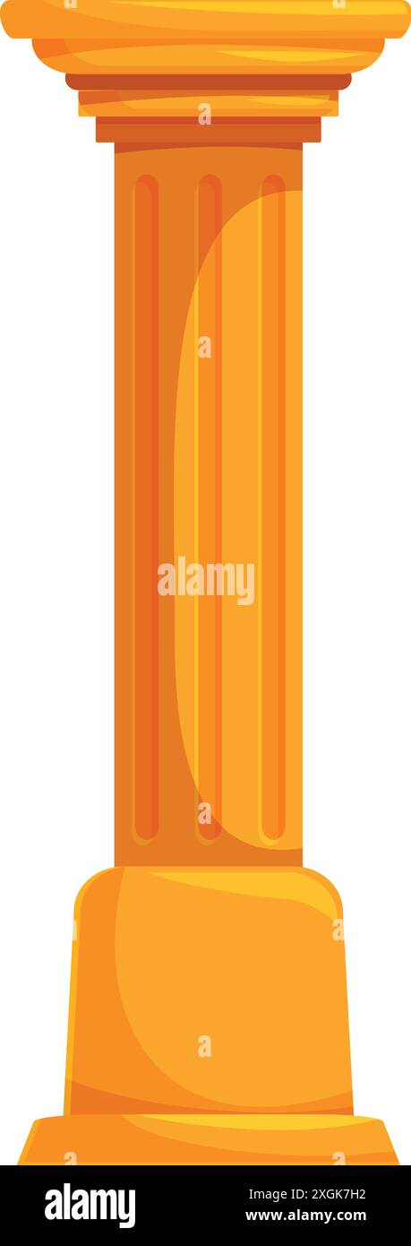 This cartoon style golden column embodies classical architecture ...