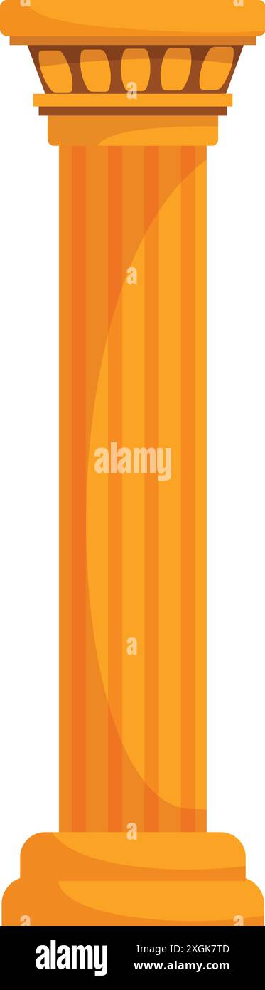 Golden greek column with fluting and base is an architectural element ...