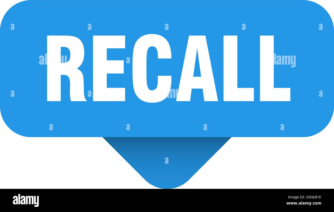 recall sticker. recall sign on transparent background. rectangular ...