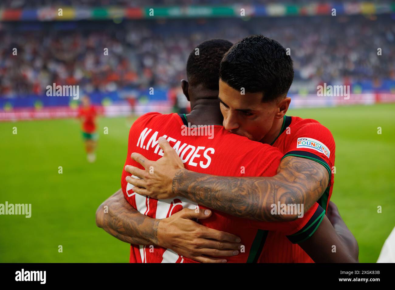 Nuno Mendes, Joao Cancelo seen during UEFA Euro 2024 game between ...
