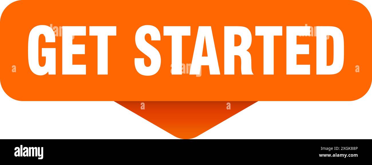 get started sticker. get started sign on transparent background. rectangular button Stock Vector ...