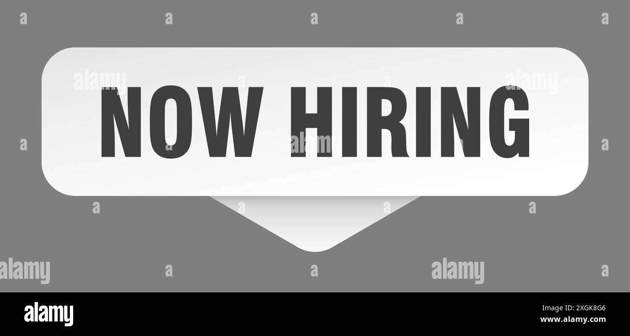 now hiring sticker. now hiring sign isolated on gray background ...