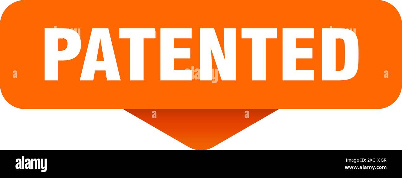 patented sticker. patented sign on transparent background. rectangular ...