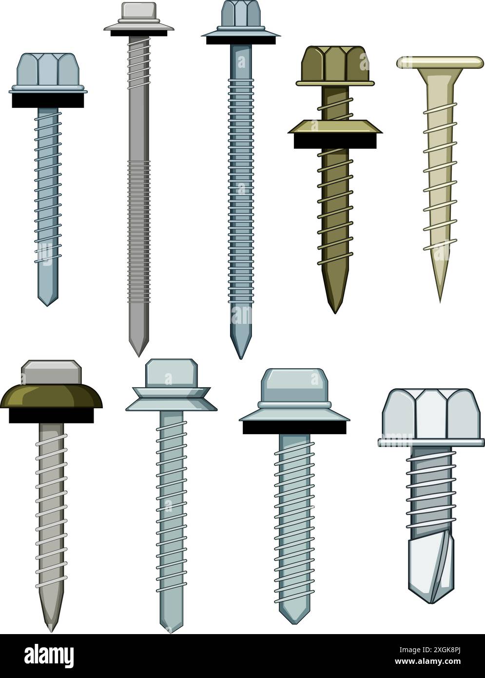 roofing screw set cartoon vector illustration Stock Vector Image & Art ...