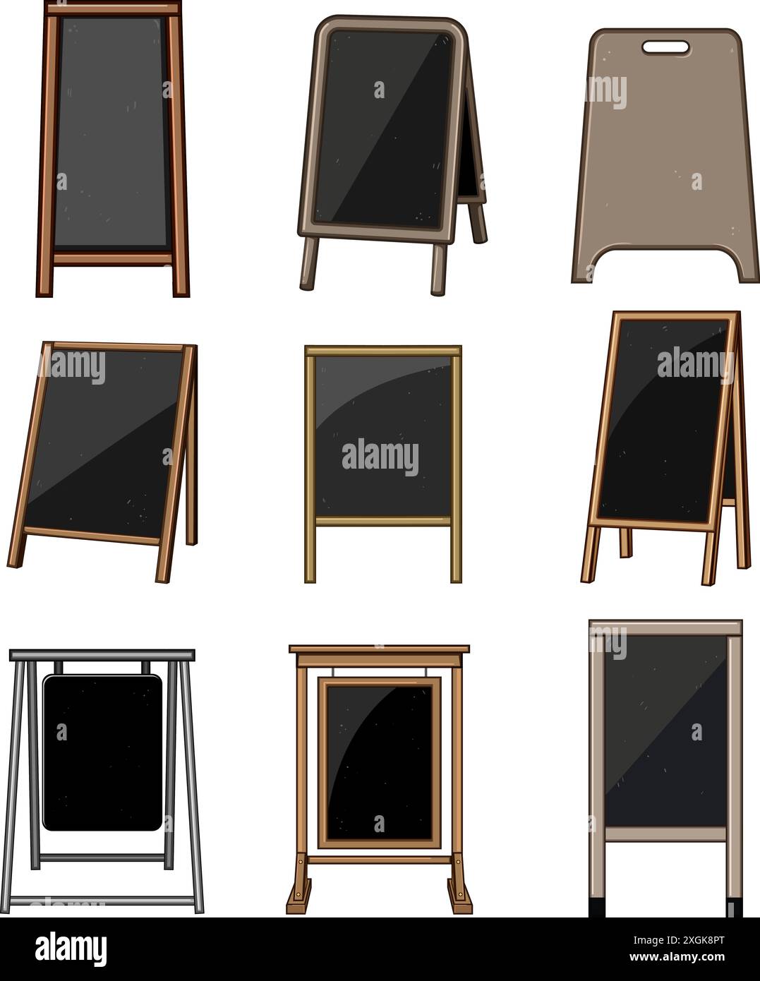 outdoor chalkboard set cartoon vector illustration Stock Vector Image ...