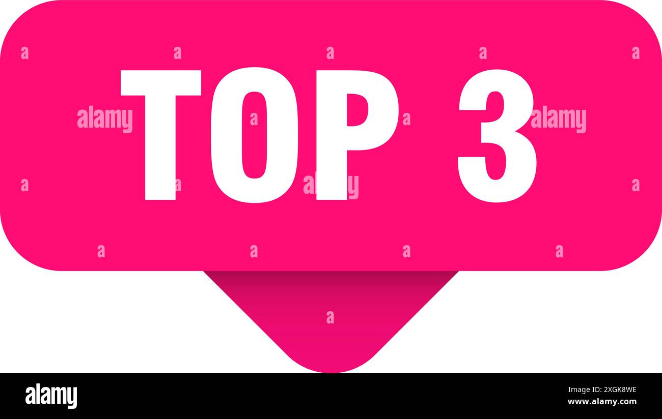 top 3 sticker. top 3 sign on transparent background. rectangular button ...