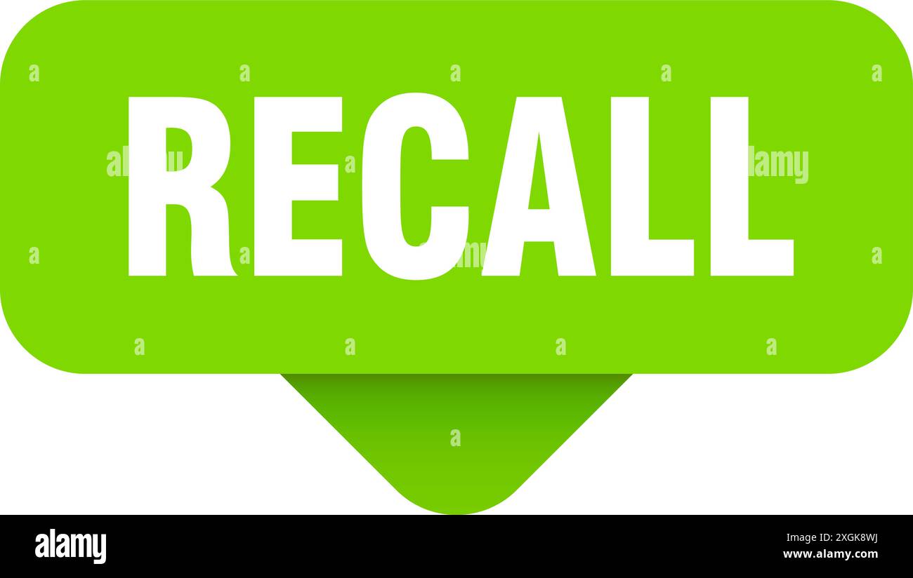 recall sticker. recall sign on transparent background. rectangular ...