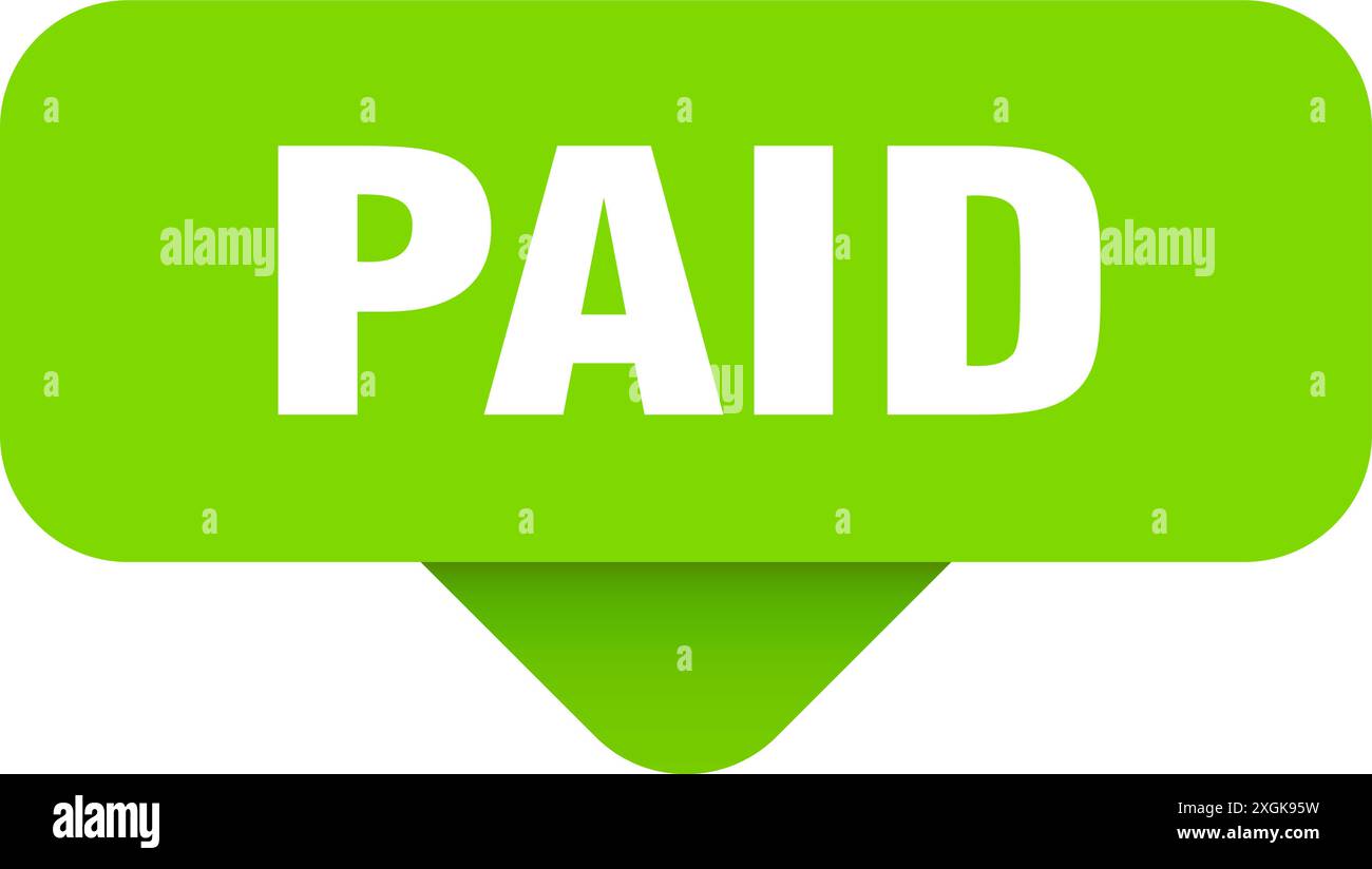 paid sticker. paid sign on transparent background. rectangular button ...