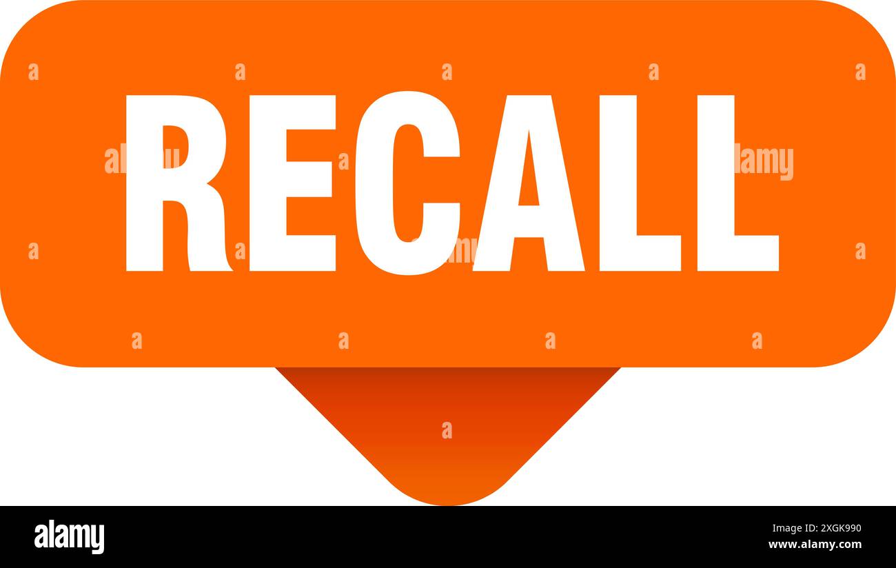 recall sticker. recall sign on transparent background. rectangular ...