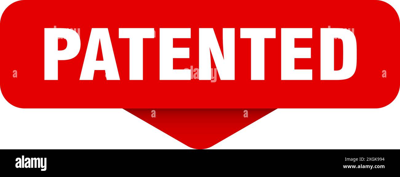 patented sticker. patented sign on transparent background. rectangular ...