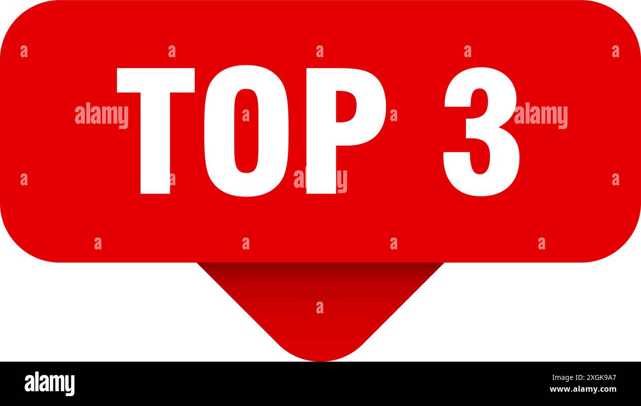 top 3 sticker. top 3 sign on transparent background. rectangular button ...
