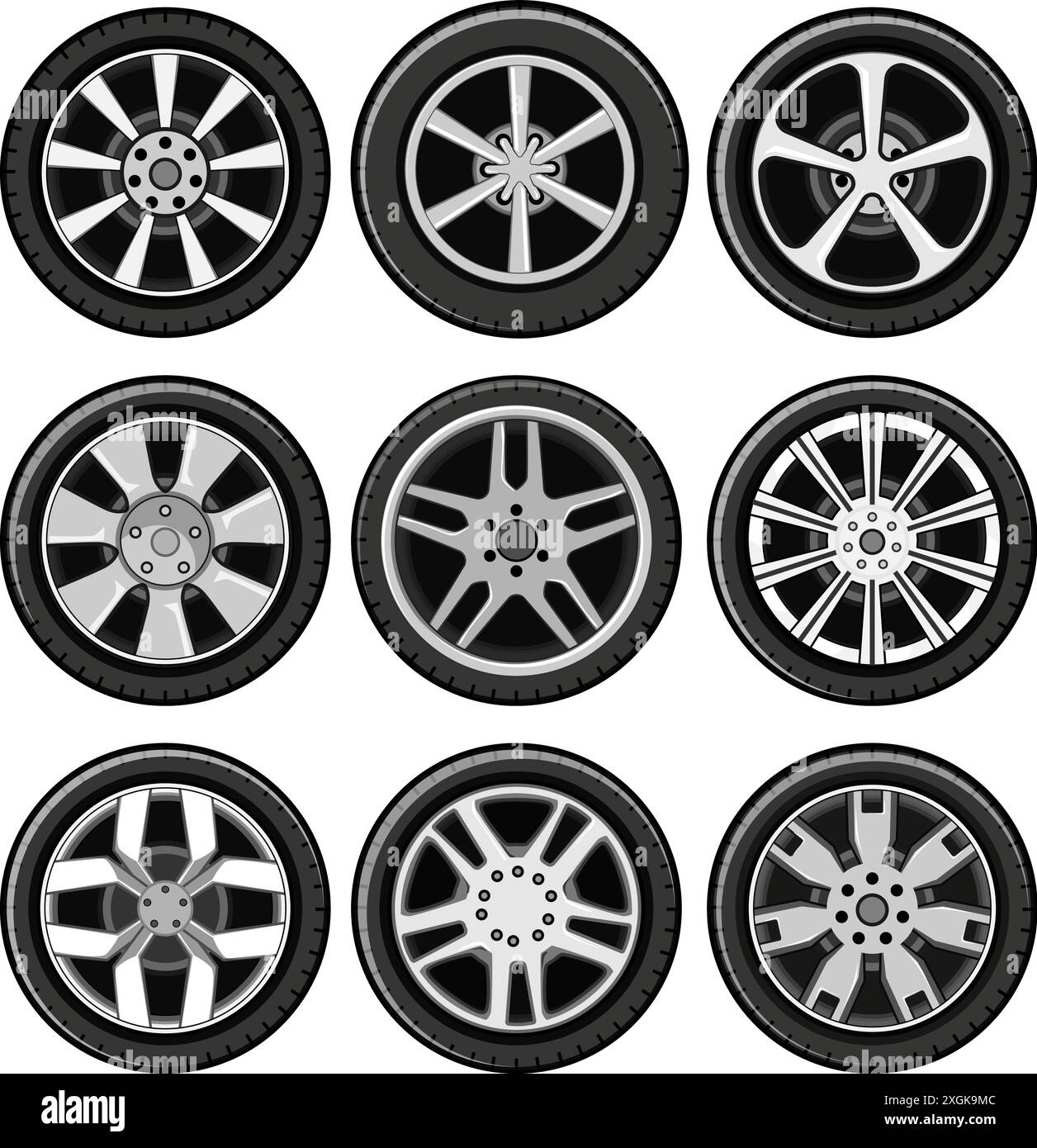 wheel car set cartoon vector illustration Stock Vector Image & Art - Alamy