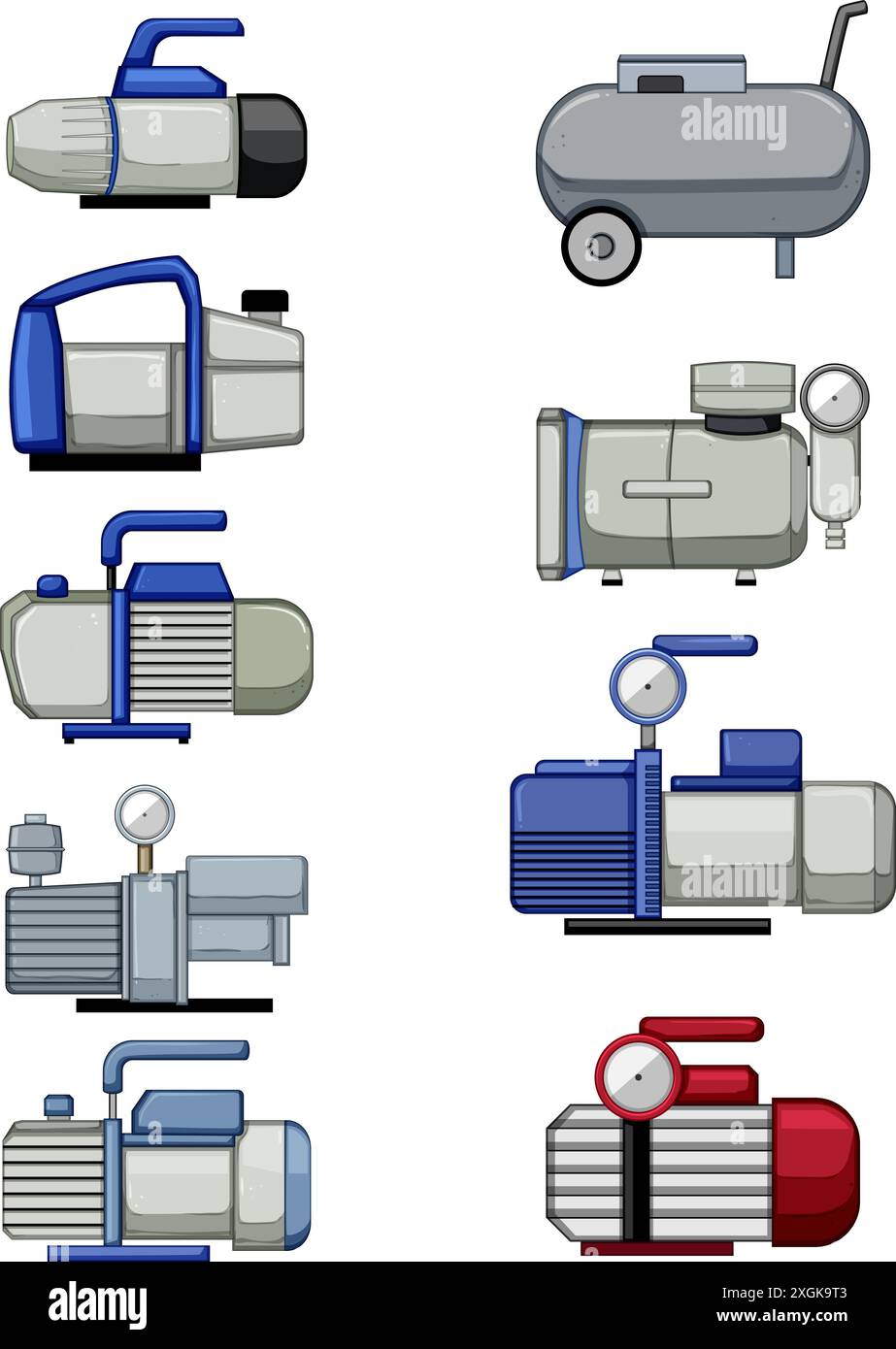 vacuum pump set cartoon vector illustration Stock Vector Image & Art ...