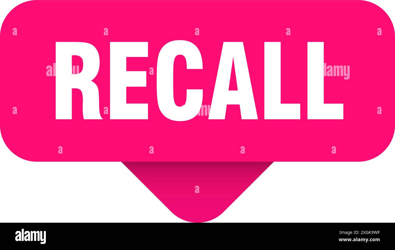 recall sticker. recall sign on transparent background. rectangular ...
