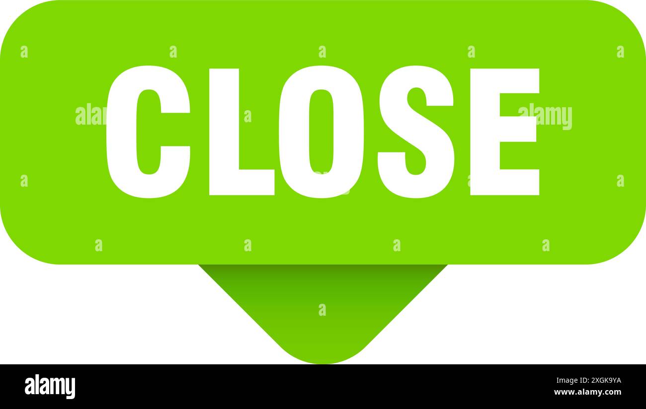 close sticker. close sign on transparent background. rectangular button ...