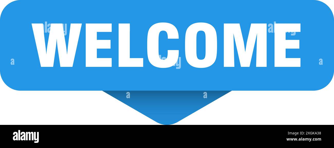 welcome sticker. welcome sign on transparent background. rectangular ...