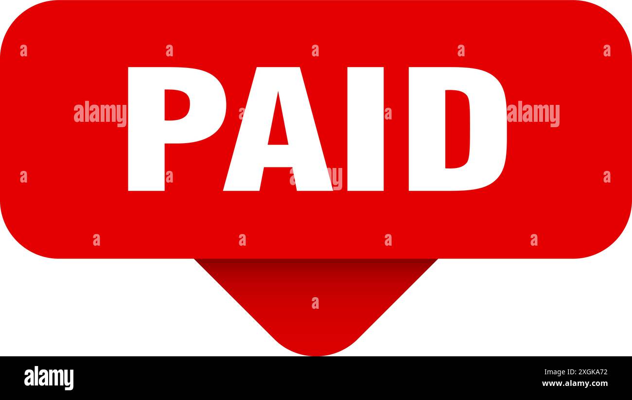 paid sticker. paid sign on transparent background. rectangular button ...