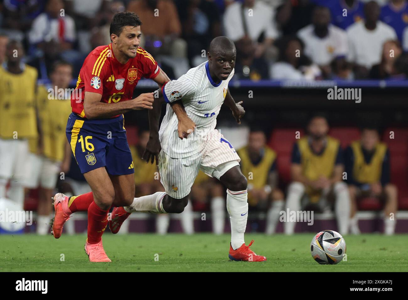 Munich, Germany 09.07.2024: N'Golo Kante of France, Rodri of Spain ...