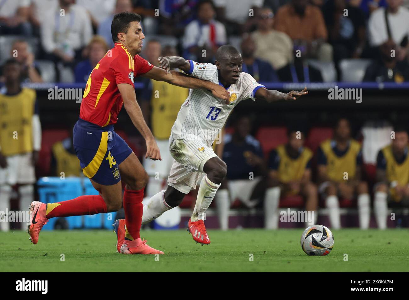 Munich, Germany 09.07.2024: N'Golo Kante of France, Rodri of Spain ...