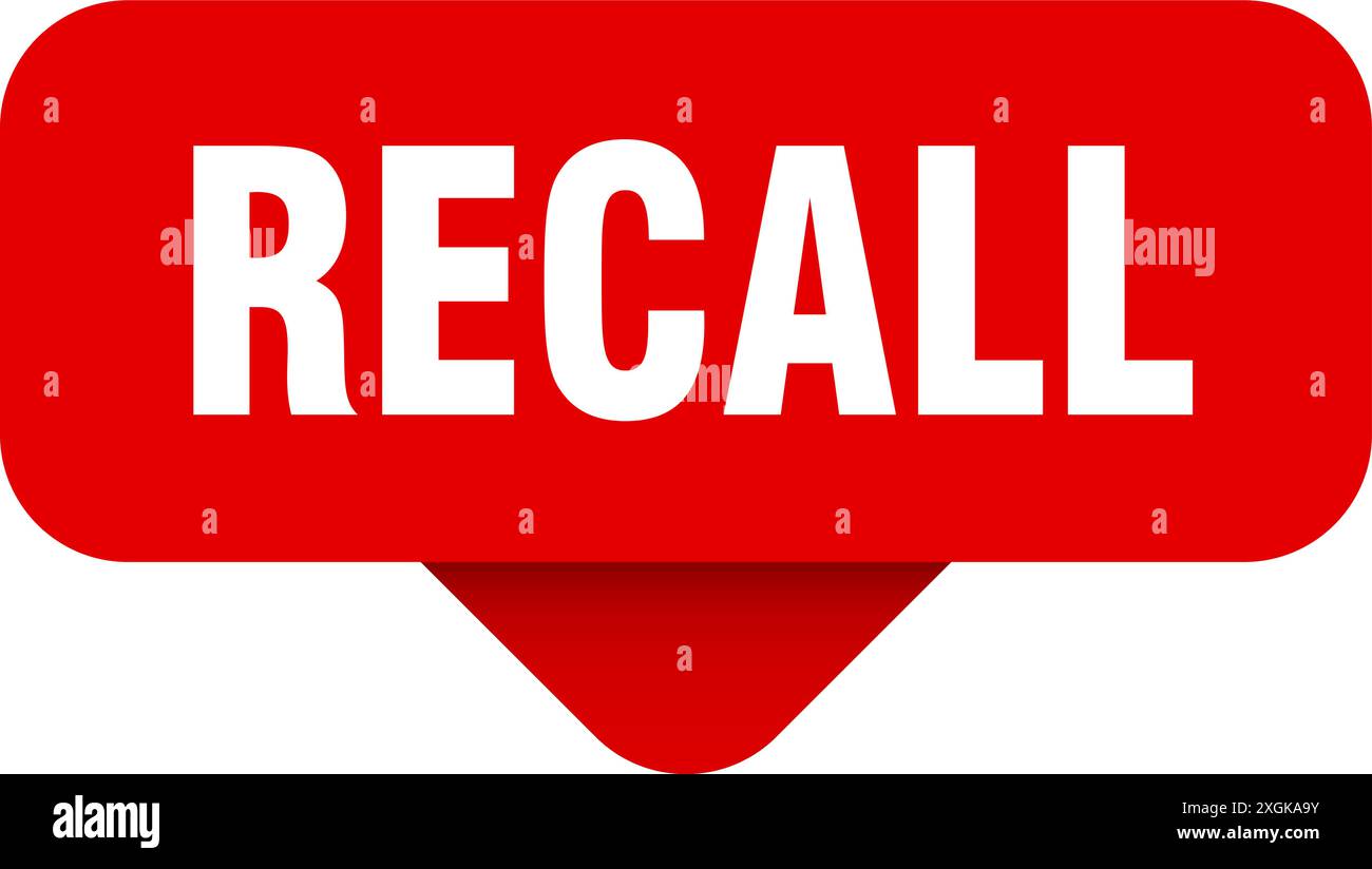 recall sticker. recall sign on transparent background. rectangular ...