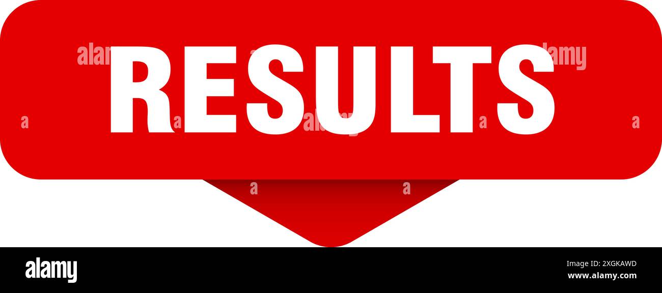 results sticker. results sign on transparent background. rectangular ...