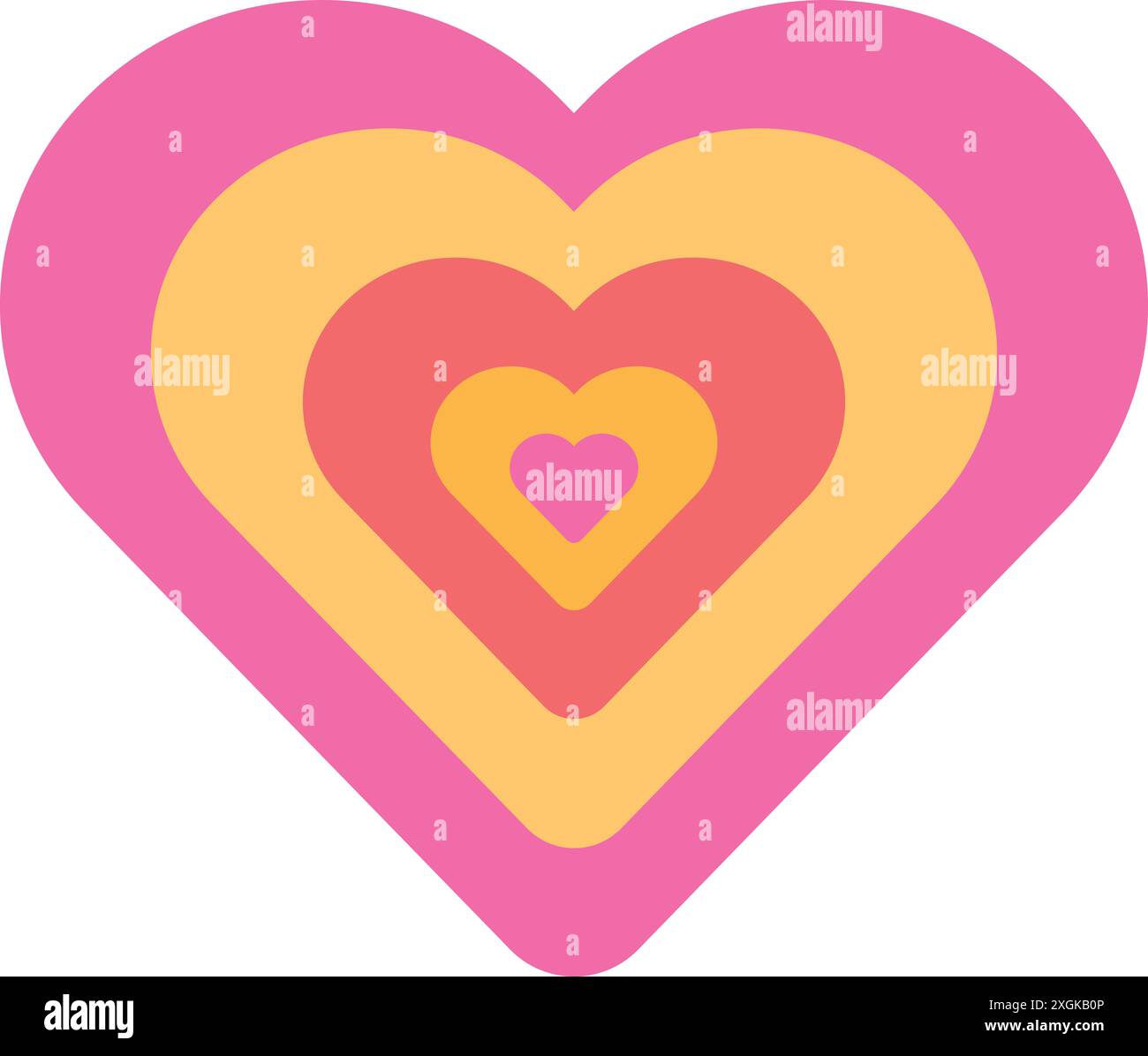 Pink and orange heart shape made of concentric heart shapes ...