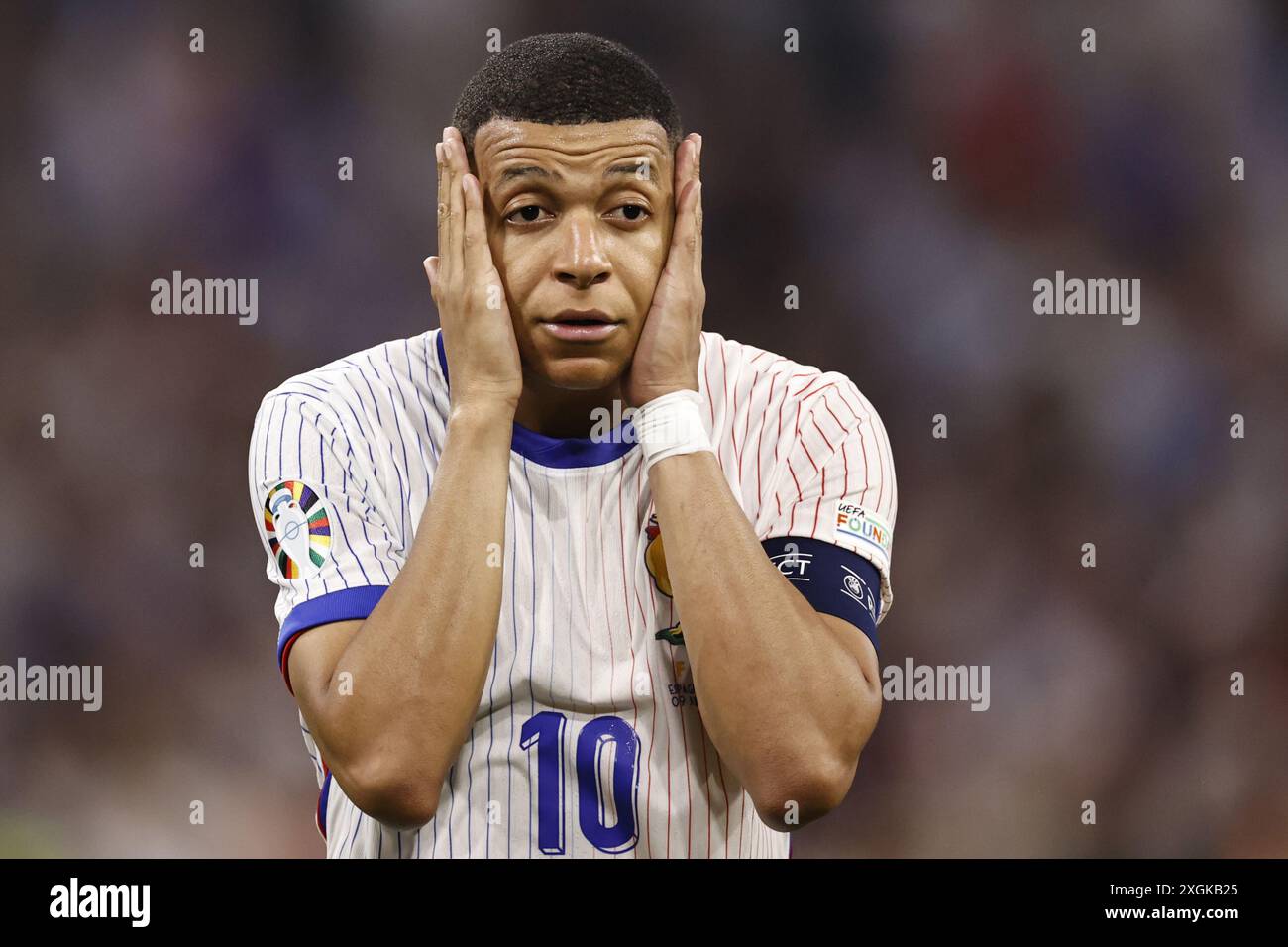 MUNICH - Kylian Mbappe of France is disappointed during the UEFA EURO ...
