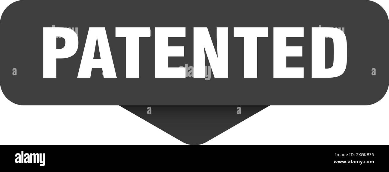 patented sticker. patented sign on transparent background. rectangular ...