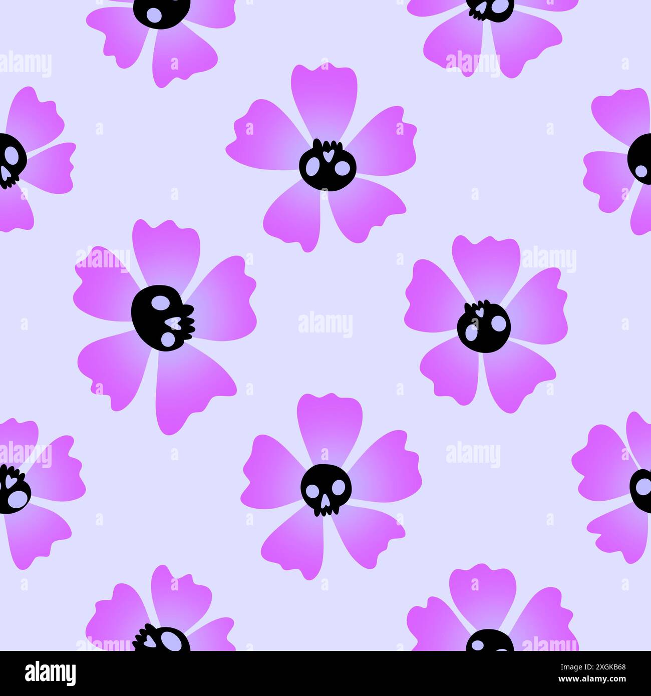 Halloween flower monsters seamless skulls pattern for wrapping paper ...