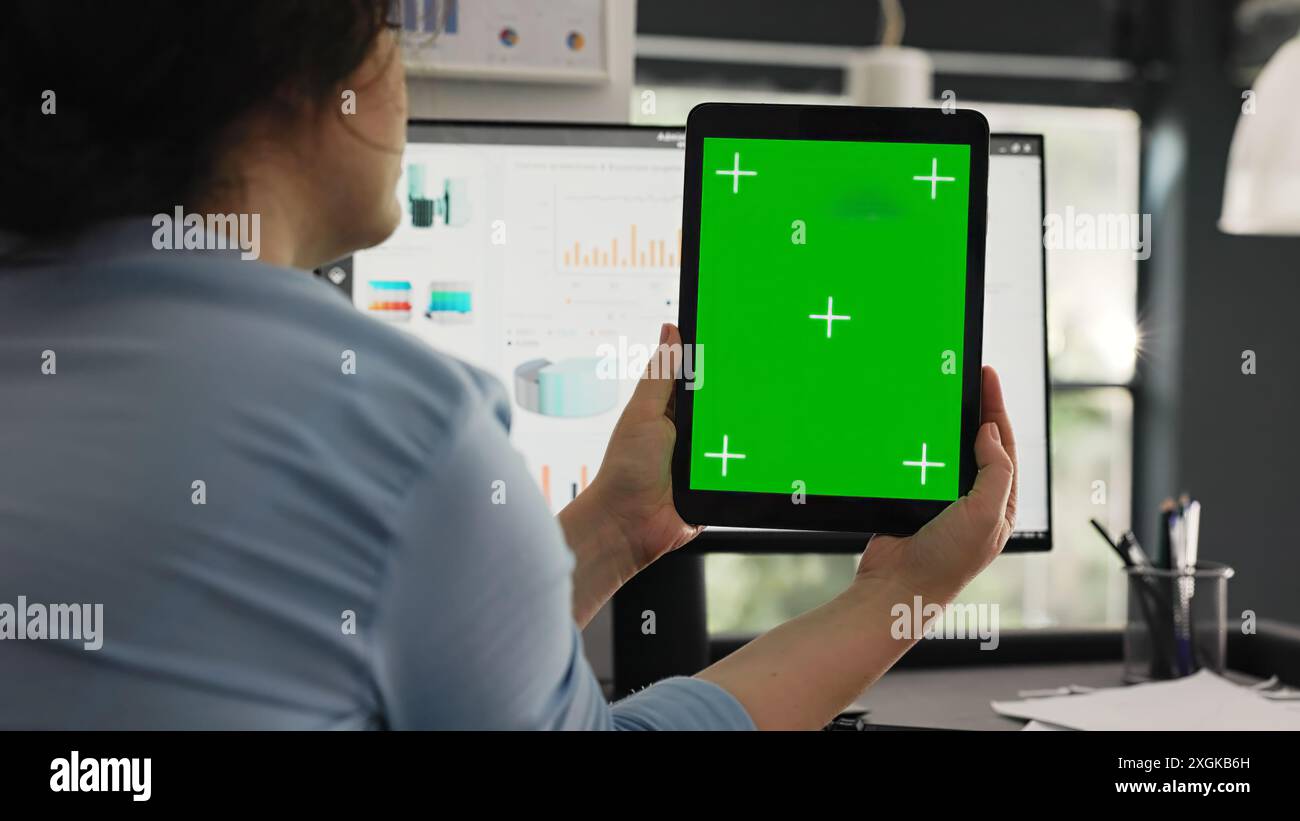 Office worker working isolated greenscreen hi-res stock photography and ...