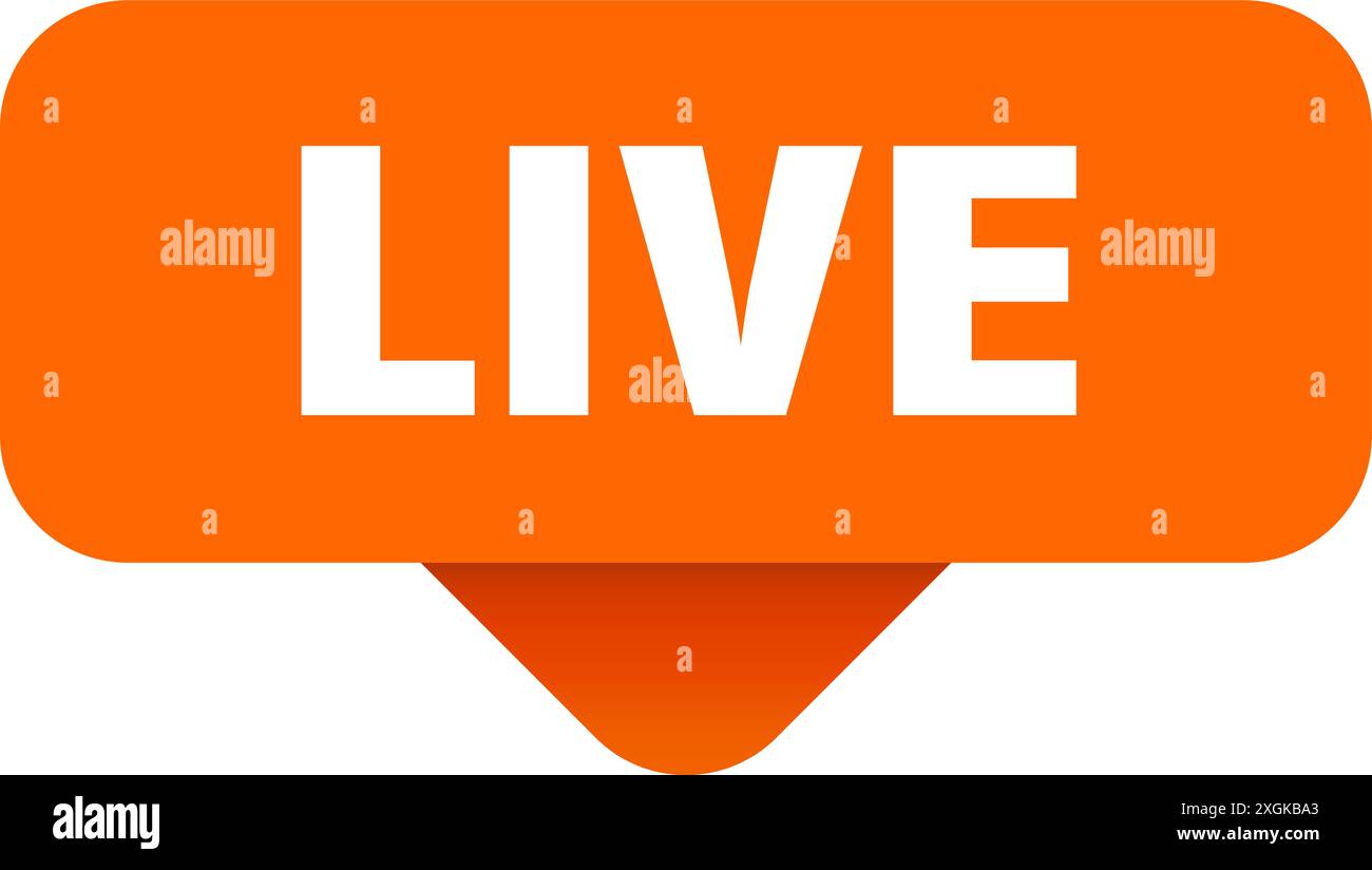 live sticker. live sign on transparent background. rectangular button ...