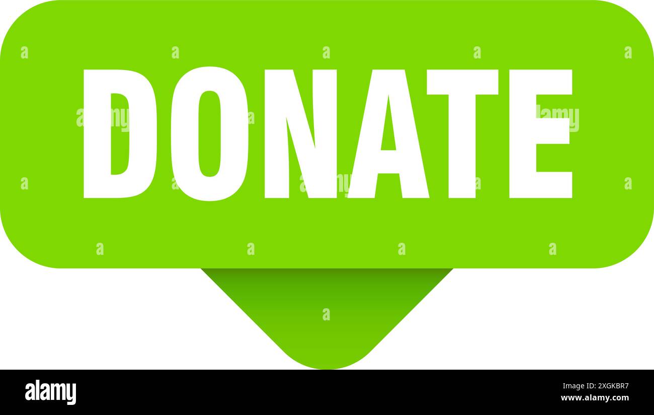 donate sticker. donate sign on transparent background. rectangular ...