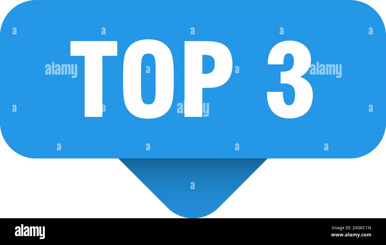 top 3 sticker. top 3 sign on transparent background. rectangular button ...
