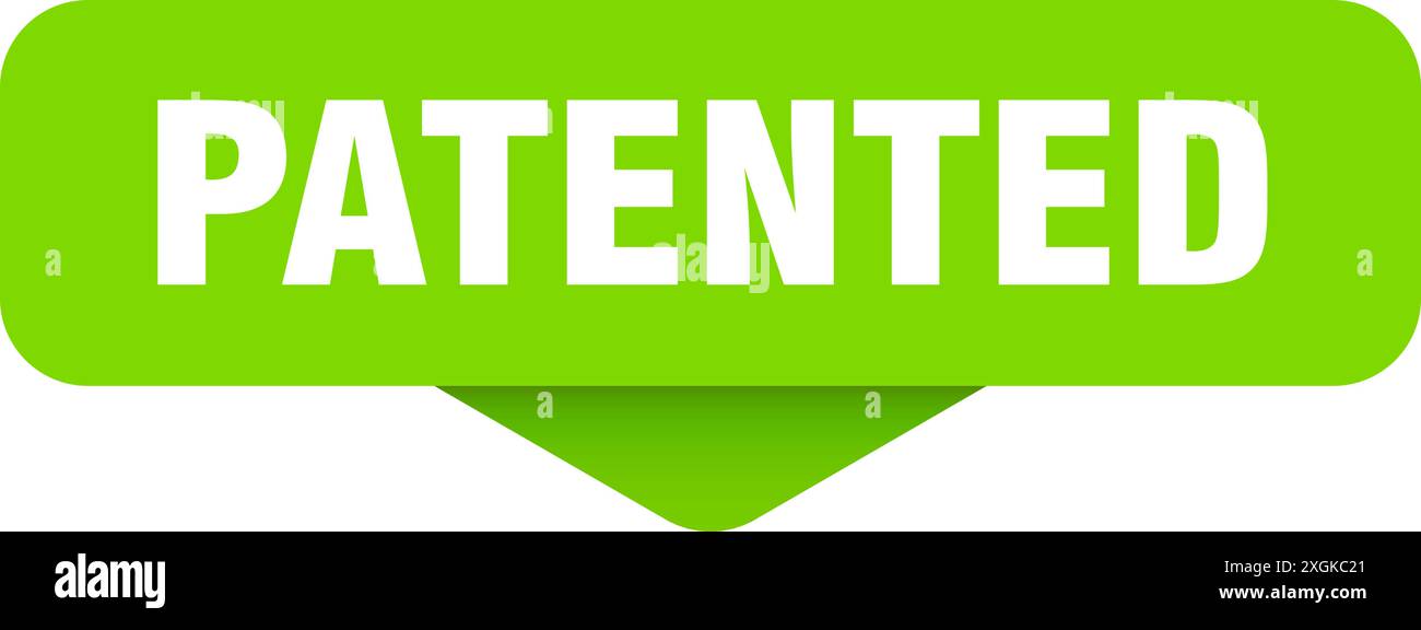 patented sticker. patented sign on transparent background. rectangular ...