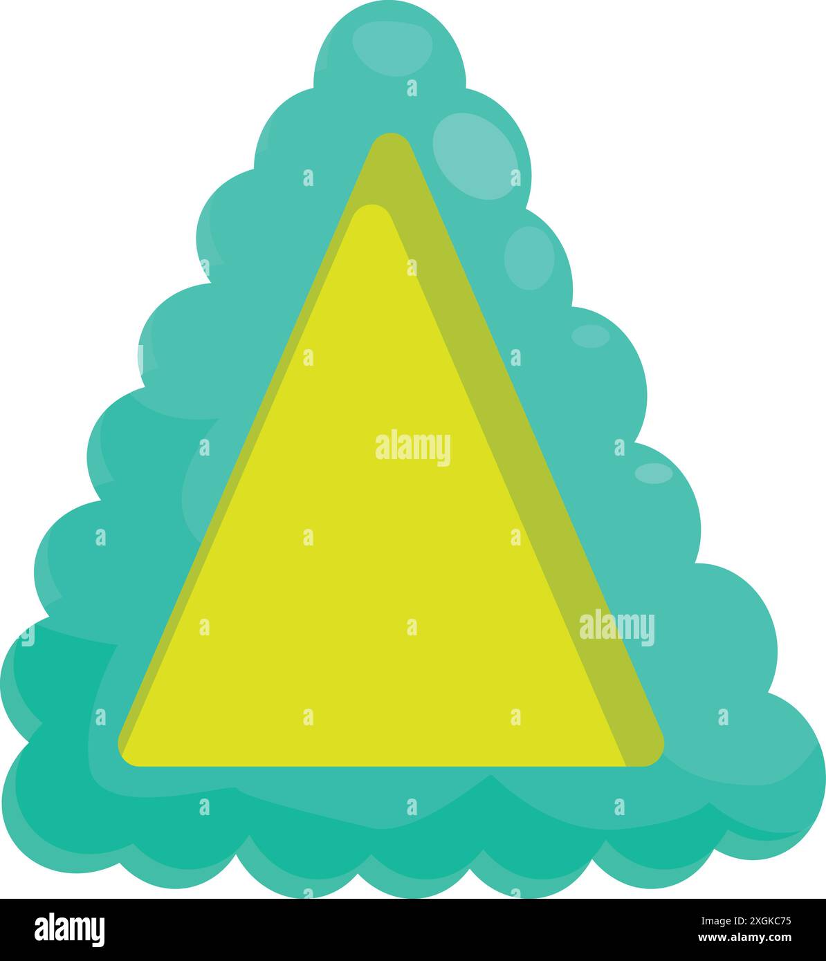 Simple graphic of a yellow triangle partially surrounded by a turquoise ...