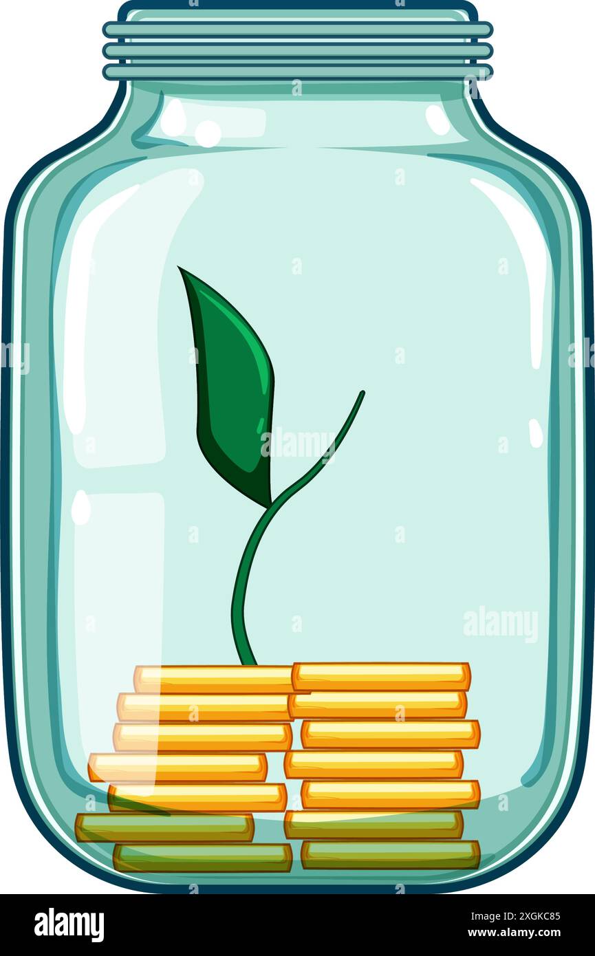 business coin jar cartoon vector illustration Stock Vector Image & Art ...