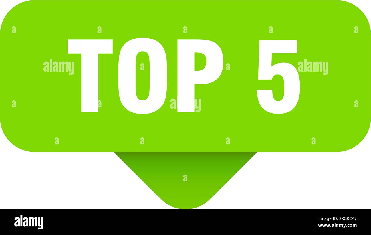 top 5 sticker. top 5 sign on transparent background. rectangular button ...