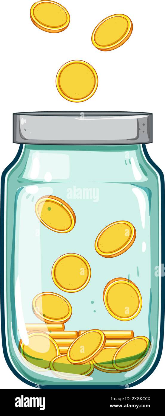 bottle coin jar cartoon vector illustration Stock Vector Image & Art ...